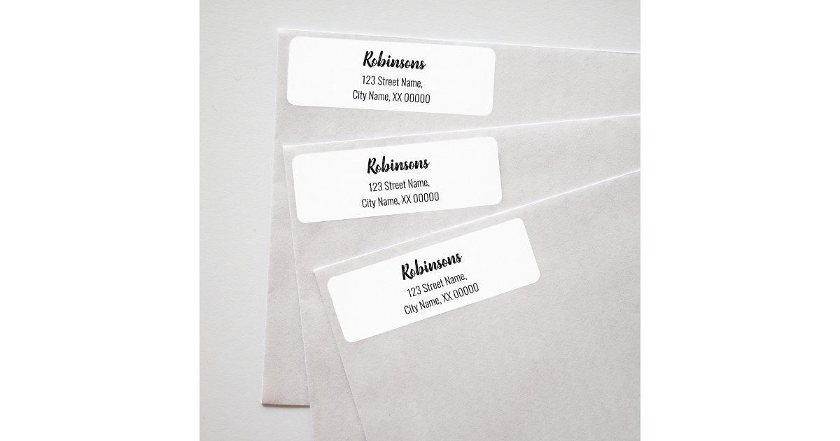Custom Family Name Address Black White Label | Zazzle
