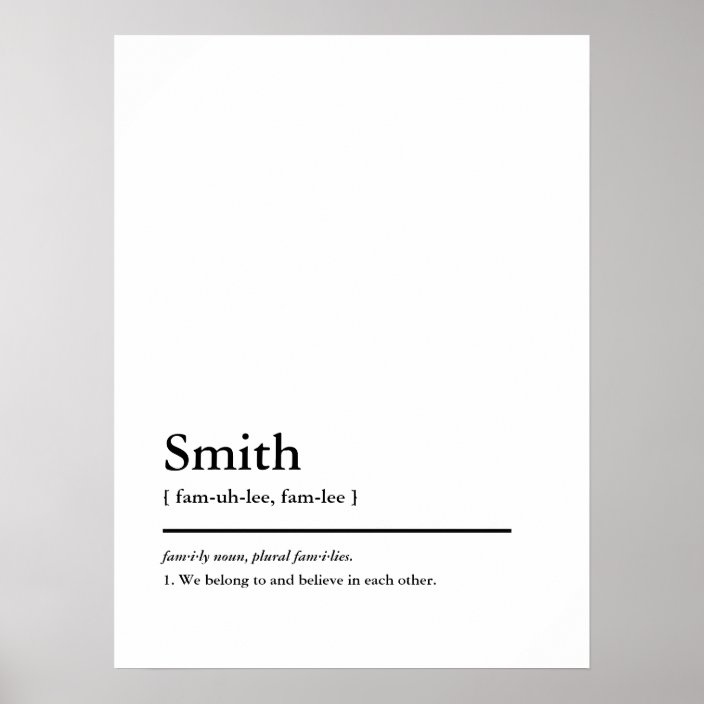 Custom Family Name and Motto Dictionary Definition Poster | Zazzle.com