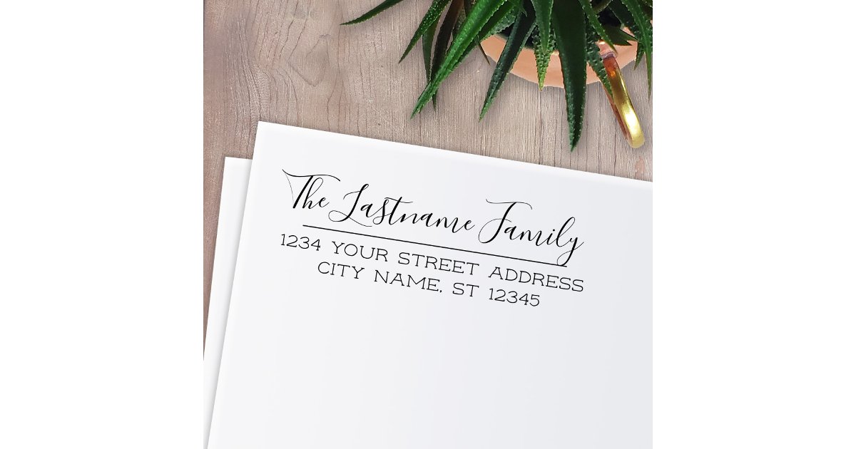 Custom Family Name and Return Address Handwritten Self-inking Stamp ...