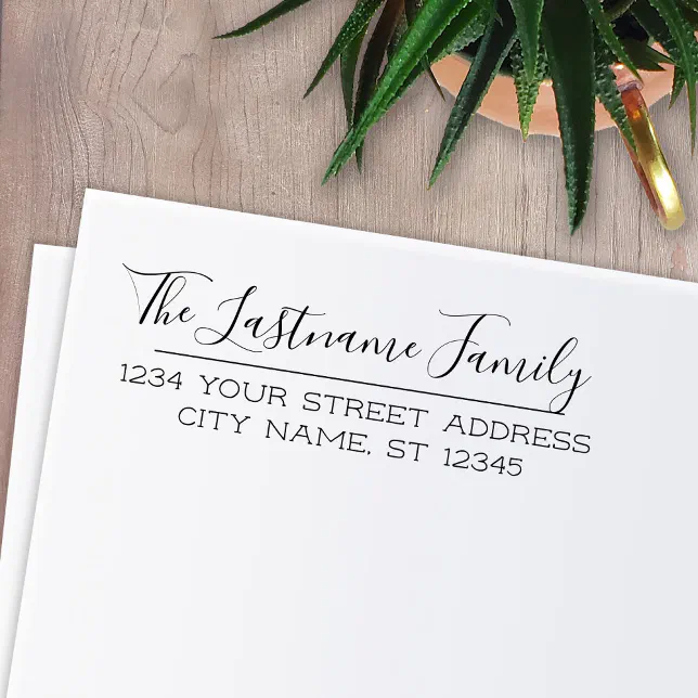 Custom Family Name and Return Address Handwritten Self-inking Stamp ...