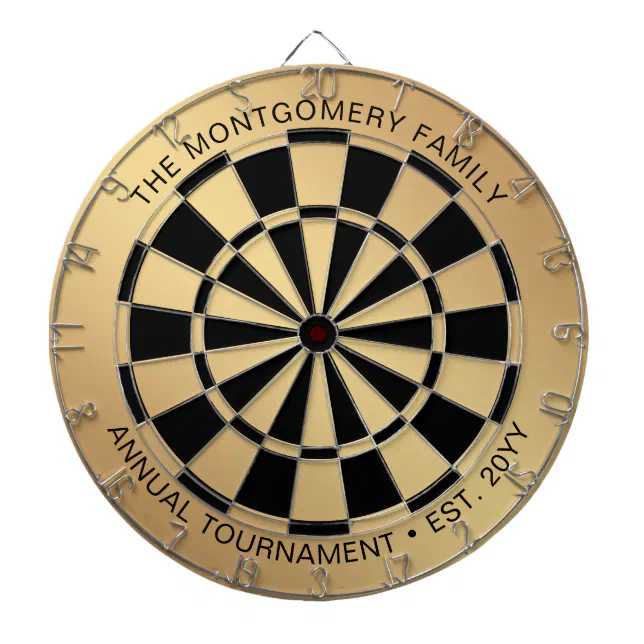 Custom Family Name Gold Black Personalized Dart Board | Zazzle