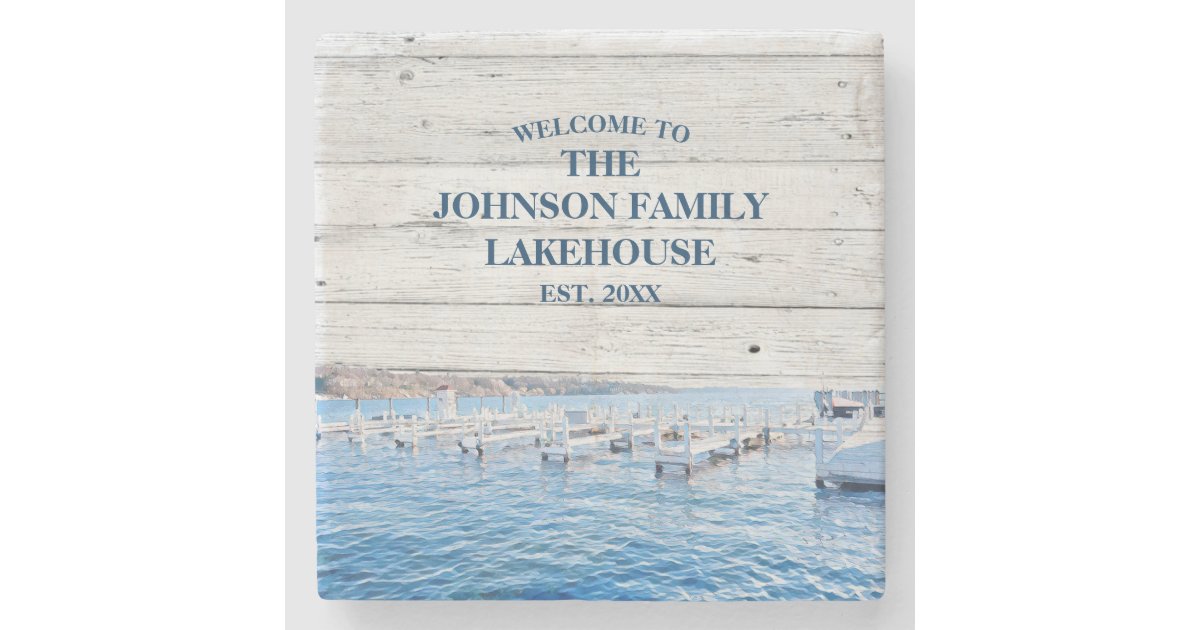 Custom Family Name Lake House Coaster | Zazzle
