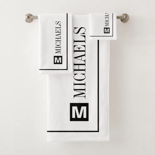 Custom family name monogram bathroom towel set | Zazzle