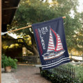 Custom Family Name Navy Blue Nautical Lake House Flag | Zazzle