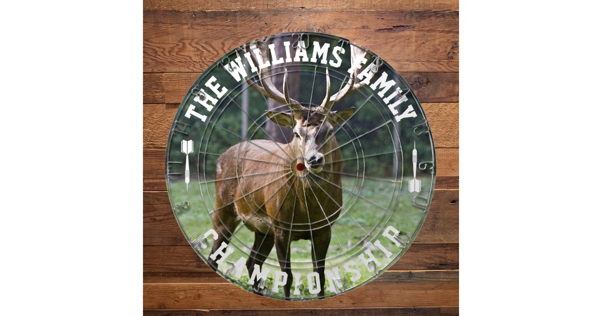 Custom Family Name Personalized Deer Photo Dart Board | Zazzle