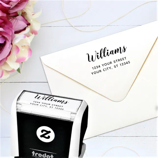 Custom Family Name Return Address Self-inking Stamp | Zazzle