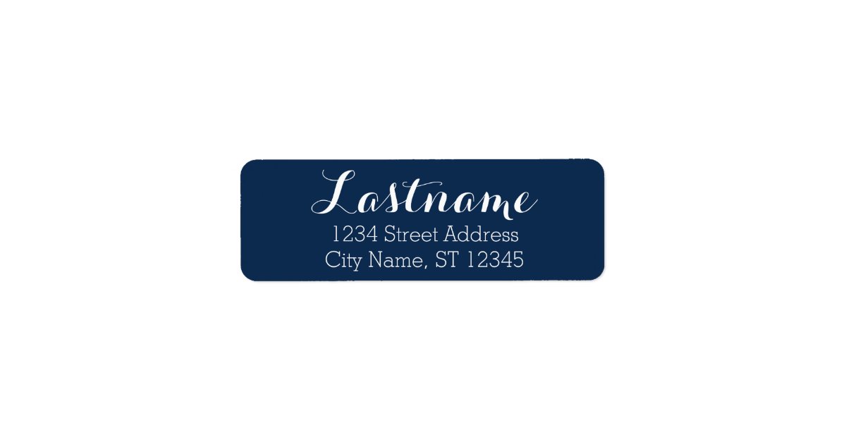 Custom Family Name Return Address Whimsy Navy Blue Label | Zazzle