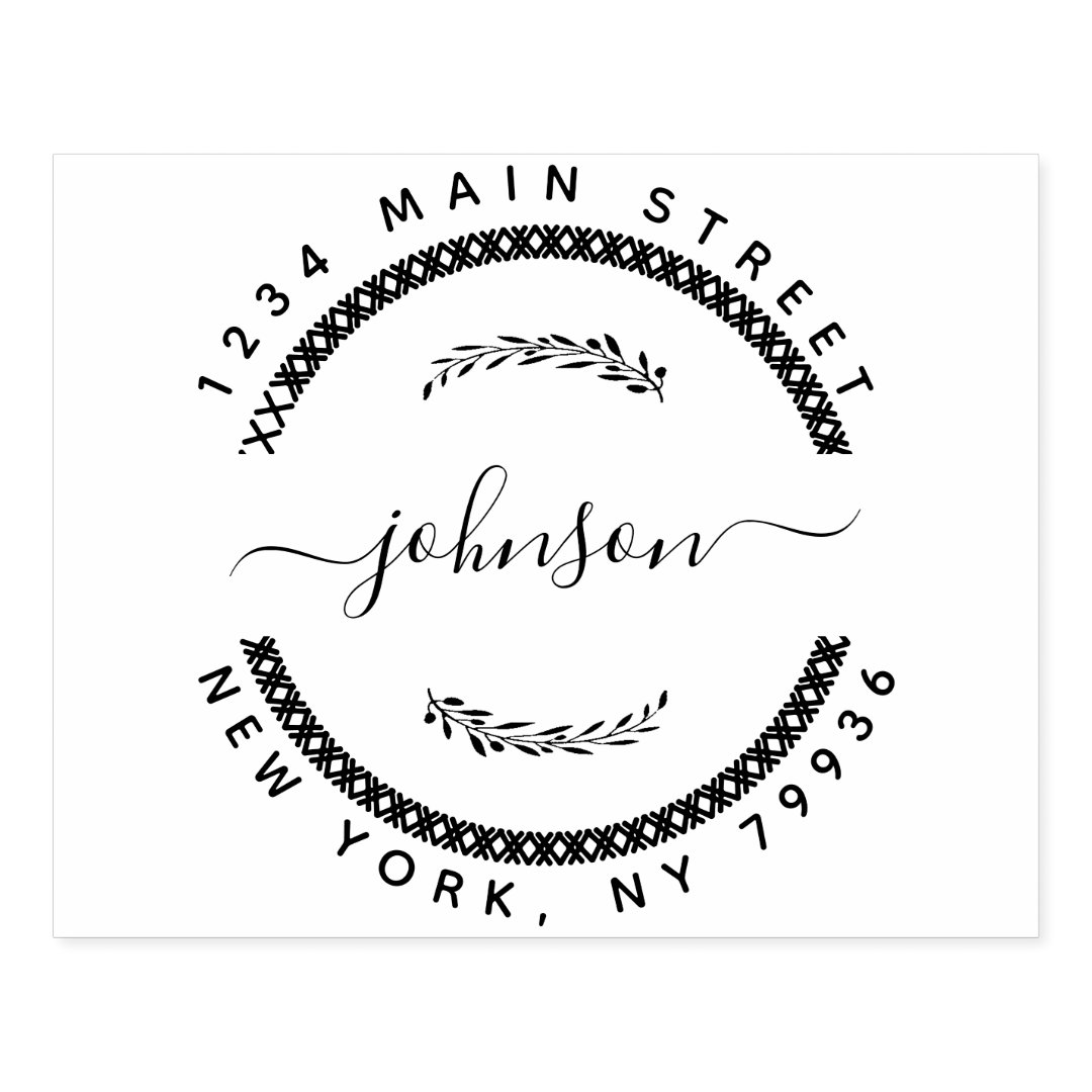 Custom Family Name Round Return Address Large Rubber Stamp | Zazzle