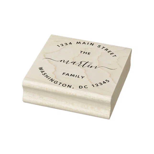 Custom Family Name Round Return Address Rubber Stamp | Zazzle