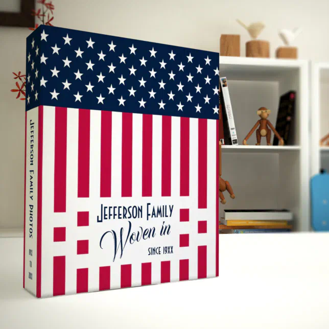 Custom Family Name Stars and Stripes Family Album 3 Ring Binder | Zazzle