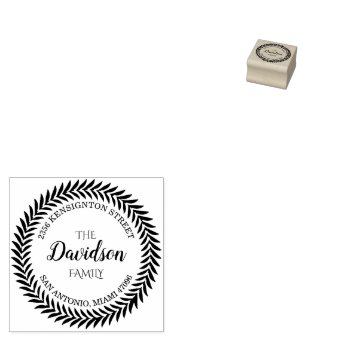 Custom Family Name Wooden Address Rubber Stamp | Zazzle