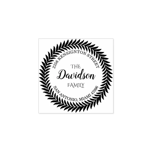 Custom Family Name Wooden Address Rubber Stamp | Zazzle