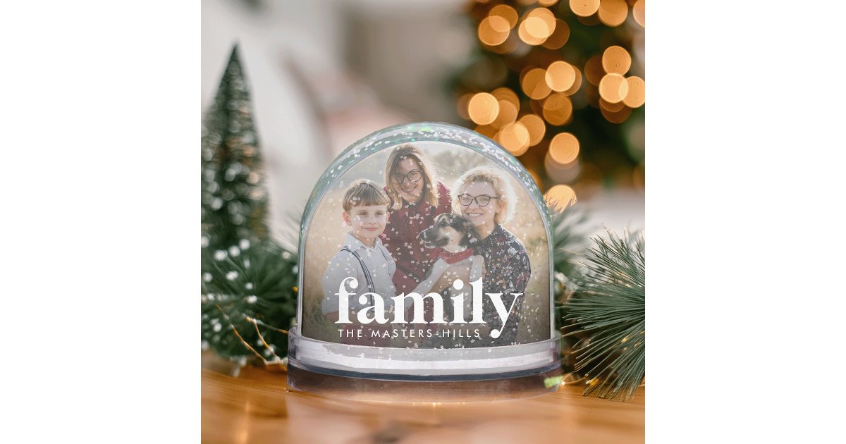 Custom Family Overlay Photo & Name Snow Globe | Zazzle