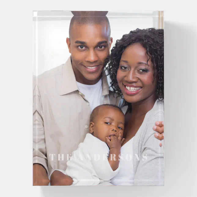Custom Family Photo and Name Typography Paperweight | Zazzle