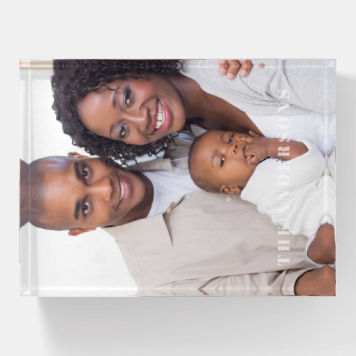 Custom Family Photo and Name Typography Paperweight | Zazzle