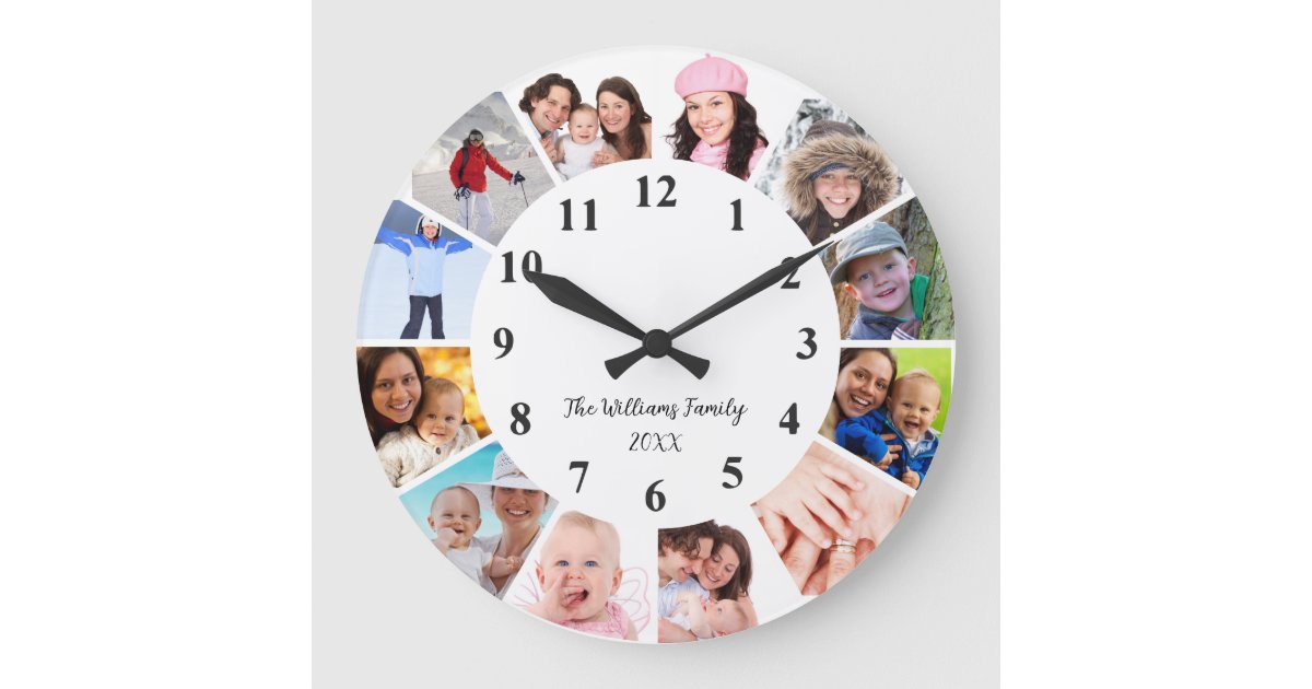 Custom Family Photo Clock - Personalized Clock | Zazzle