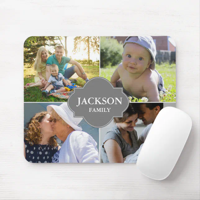 Custom family photo collage Family crest Mouse Pad | Zazzle