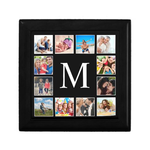 Custom Family Photo Collage Personalized Black Gift Box | Zazzle