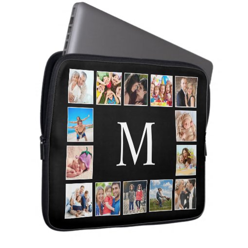 Custom Family Photo Collage Personalized Black Laptop Sleeve | Zazzle