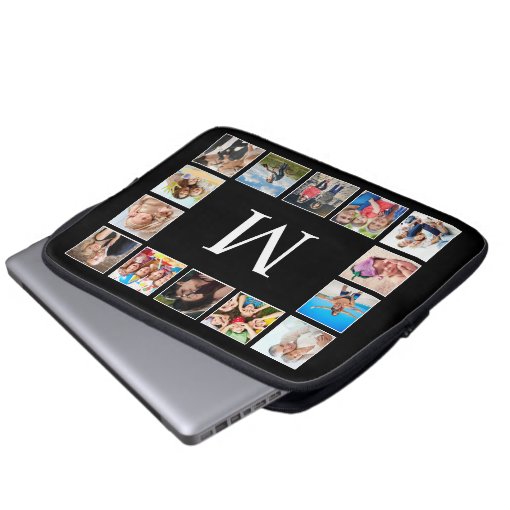Custom Family Photo Collage Personalized Black Laptop Sleeve | Zazzle