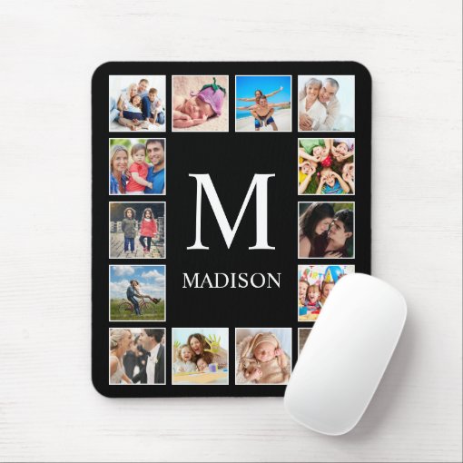 Custom Family Photo Collage Personalized Black Mouse Pad | Zazzle