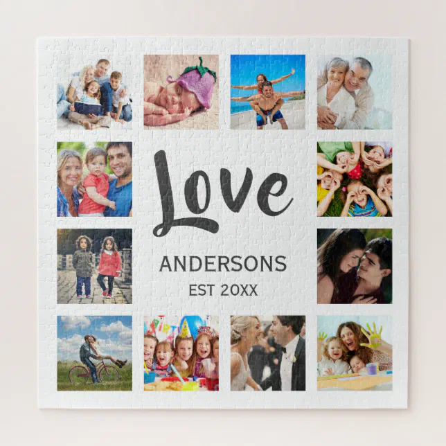 Custom Family Photo Collage Personalized White Jigsaw Puzzle | Zazzle