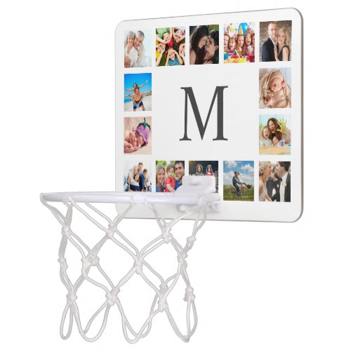 Custom Family Photo Collage Personalized White Mini Basketball Hoop ...