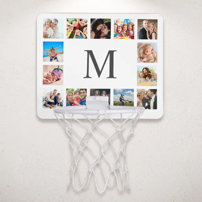 Custom Family Photo Collage Personalized White Mini Basketball Hoop ...