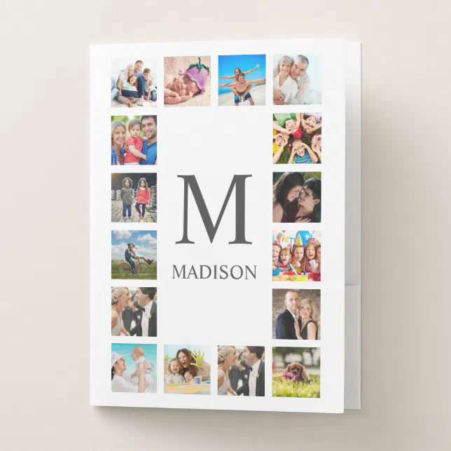 Custom Family Photo Collage Personalized White Pocket Folder | Zazzle