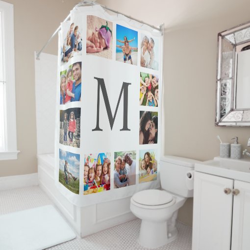 Custom Family Photo Collage Personalized White Shower Curtain | Zazzle