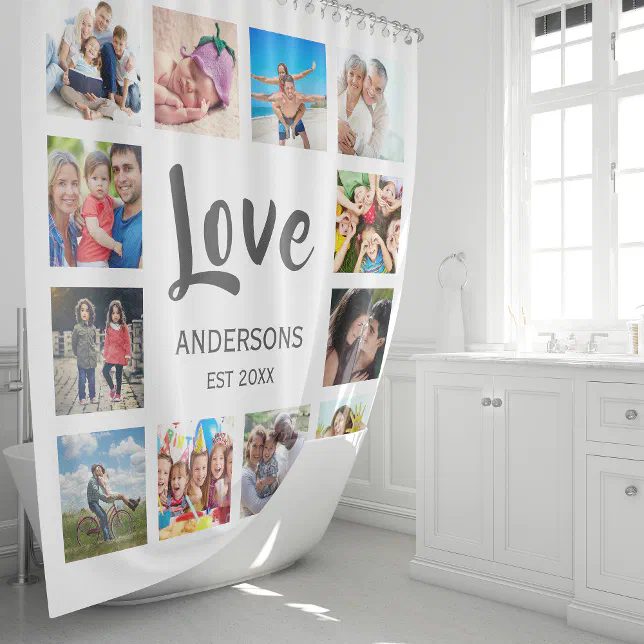 Custom Family Photo Collage Personalized White Shower Curtain | Zazzle