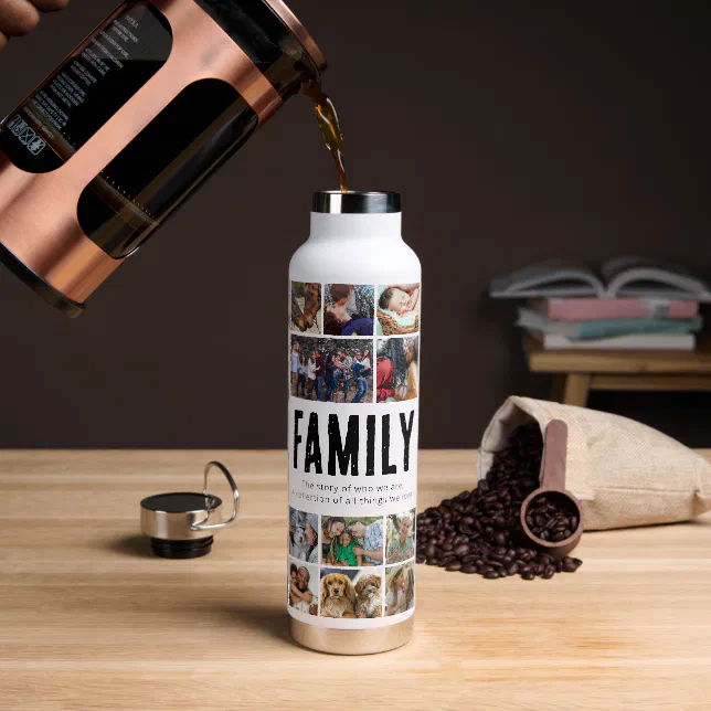 Custom Family Photo Collage Water Bottle | Zazzle