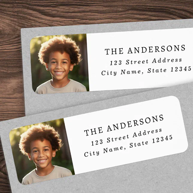 Custom family photo elegant return address label | Zazzle