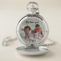 Custom Family Photo Grandpa Silver Pocket Watch | Zazzle