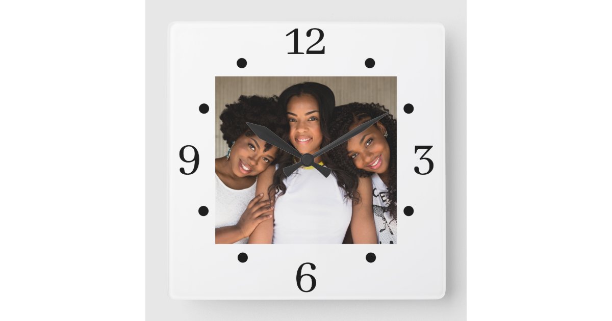 Custom Family Photo Square Wall Clock | Zazzle