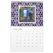 Custom Family Photos | Blue Spanish Tile Pattern Calendar | Zazzle