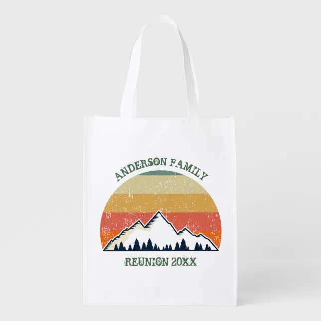 Custom Family Reunion Beautiful Vintage Sunset Grocery Bag | Zazzle