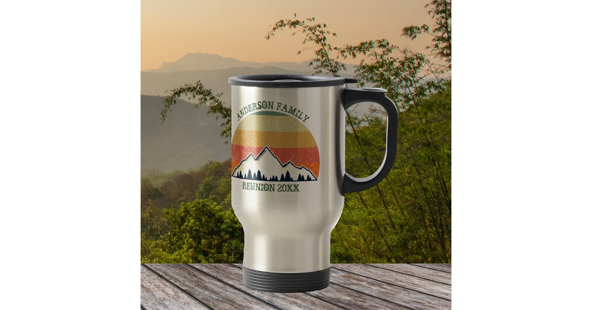 Custom Family Reunion Beautiful Vintage Sunset Travel Mug | Zazzle