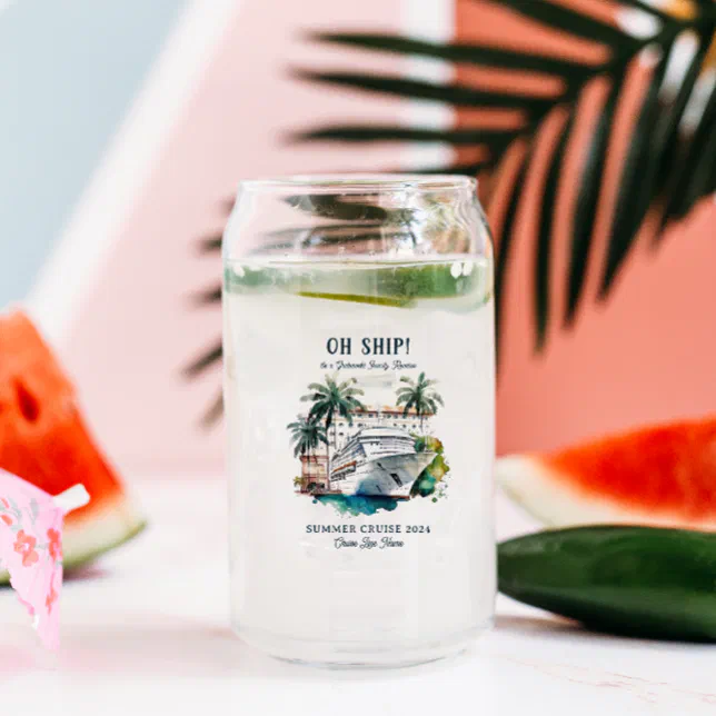 Custom Family Reunion Cruise Ship Summer Vacation Can Glass | Zazzle