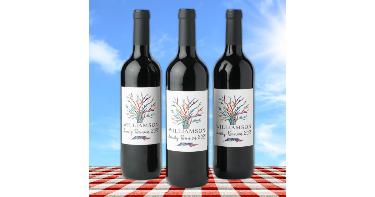 Custom Family Reunion Family Tree Wine Label | Zazzle