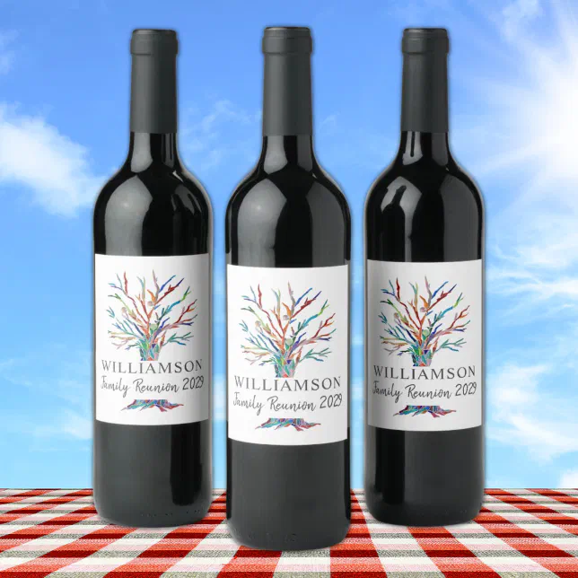 Custom Family Reunion Family Tree Wine Label | Zazzle