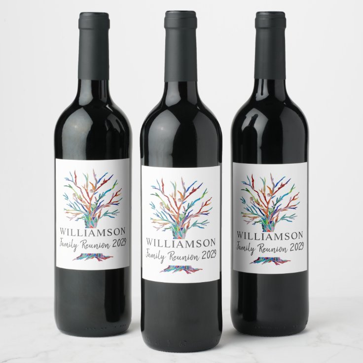 Custom Family Reunion Family Tree Wine Label | Zazzle