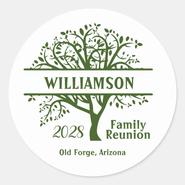 Custom Family Reunion Genealogy Tree Matching Classic Round Sticker ...