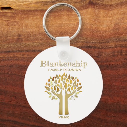 Custom Family Reunion Hands Up Tree Leaf Keychain | Zazzle