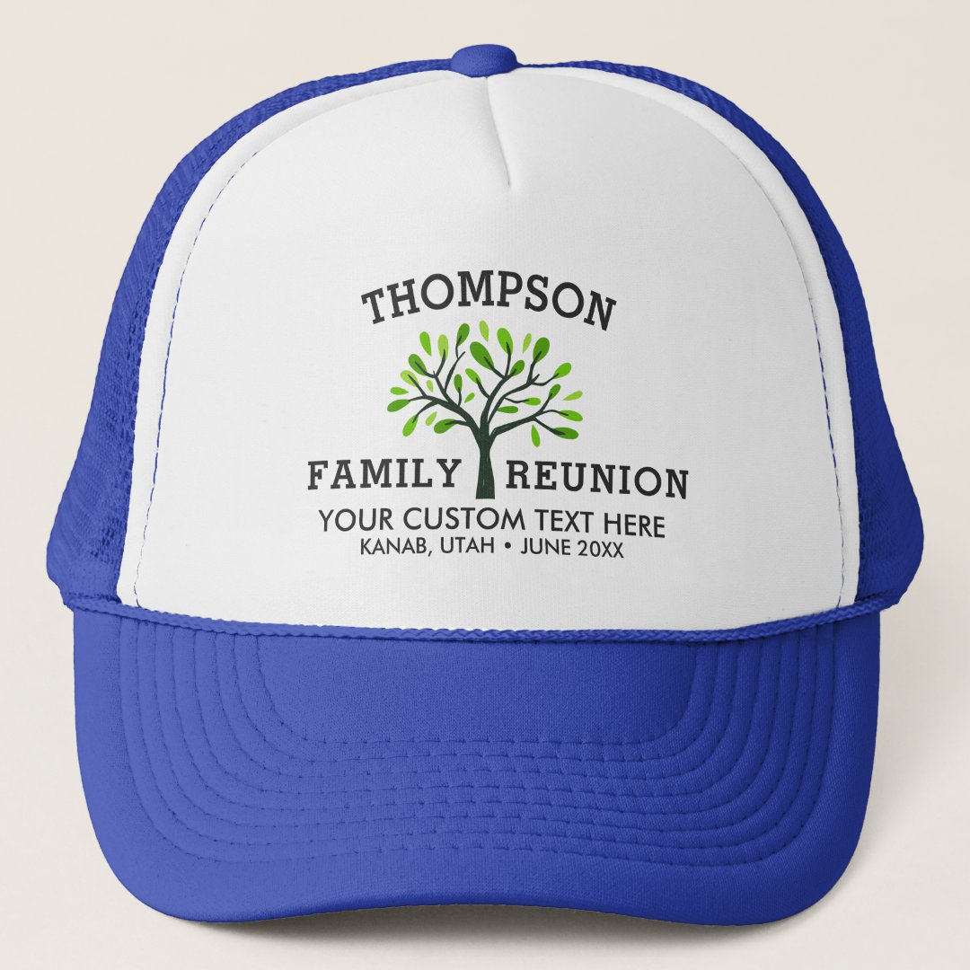Custom Family Reunion Hat, Tree Name Location Date Trucker Hat | Zazzle