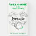 Custom Family Reunion Heart Art Tree White Green Banner | Zazzle