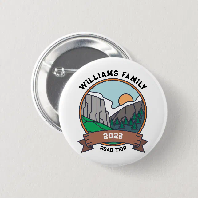 Custom Family Reunion Road Trip Mountain Button | Zazzle