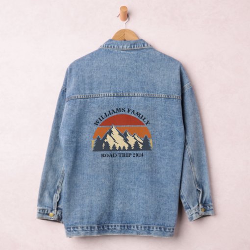 Custom Family Reunion Road Trip Mountains Denim Jacket | Zazzle