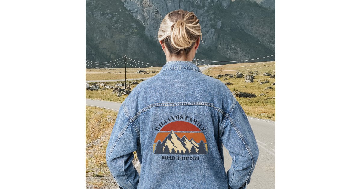 Custom Family Reunion Road Trip Mountains Denim Jacket | Zazzle