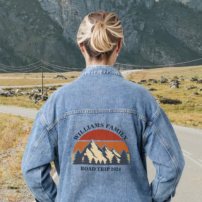 Custom Family Reunion Road Trip Mountains Denim Jacket | Zazzle
